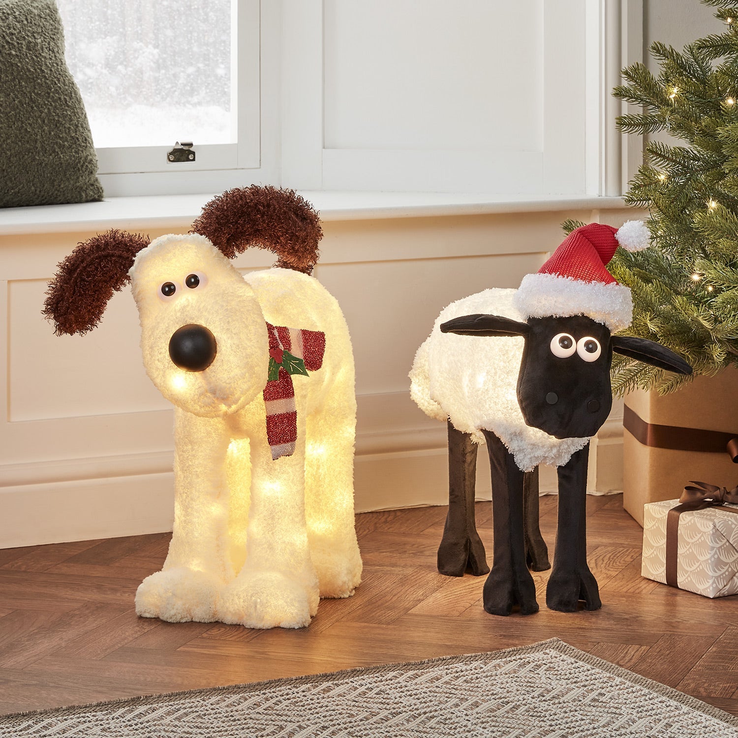 Shaun the Sheep & Gromit Christmas Figures – Lights4fun.co.uk