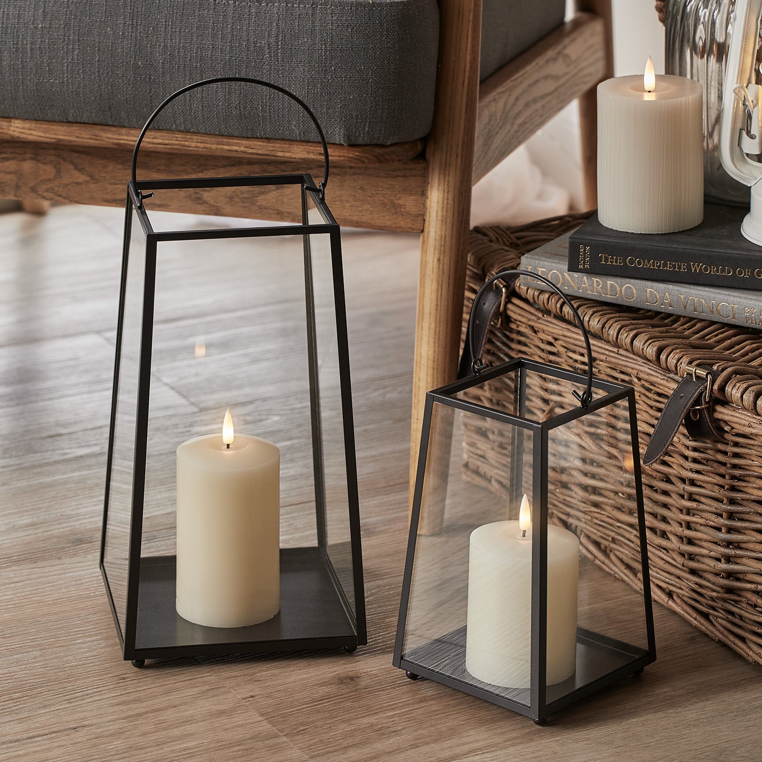 Minimal Lantern Duo with TruGlow® LED Candles – Lights4fun.co.uk