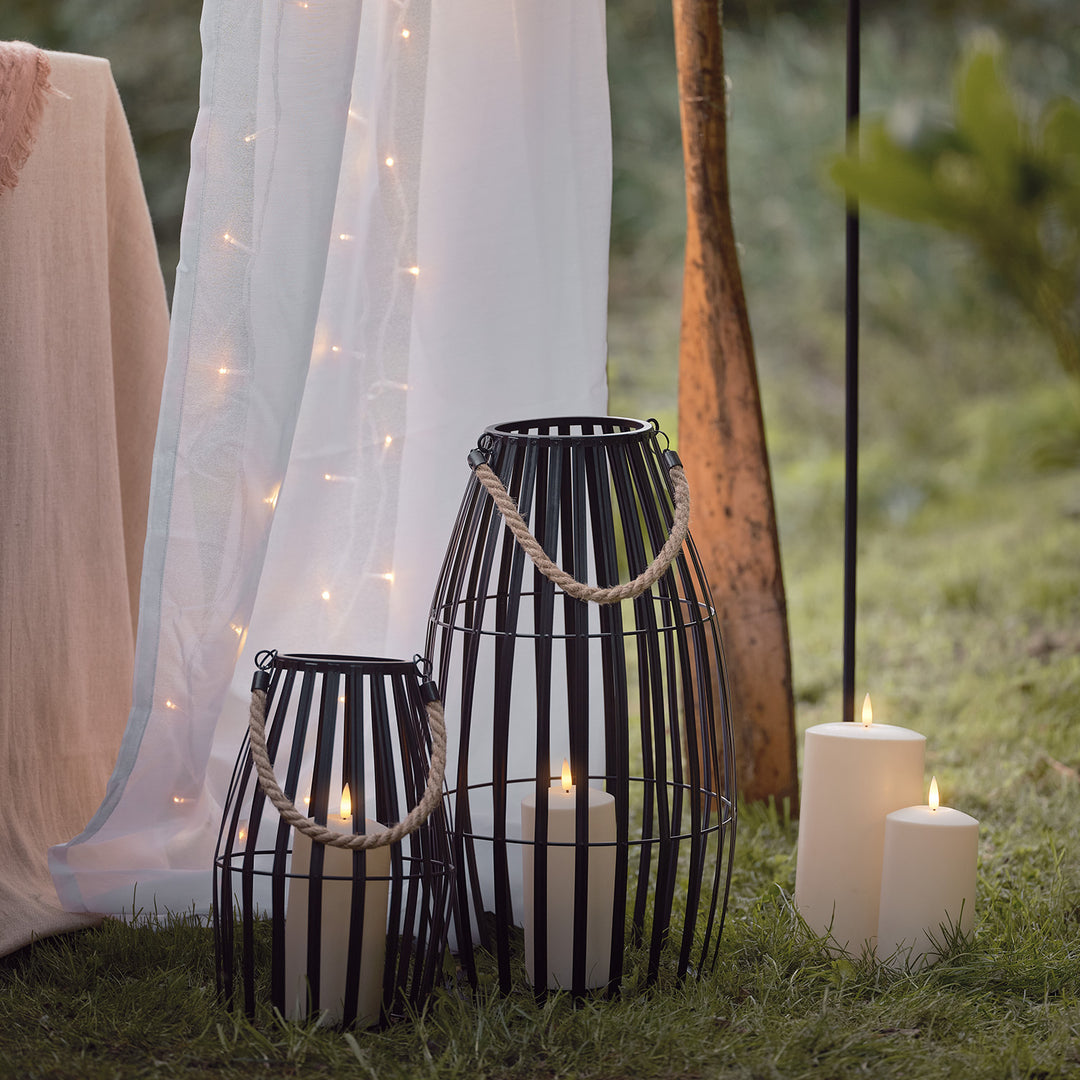 Canberra Slatted Garden Lantern Duo with TruGlow® Candles