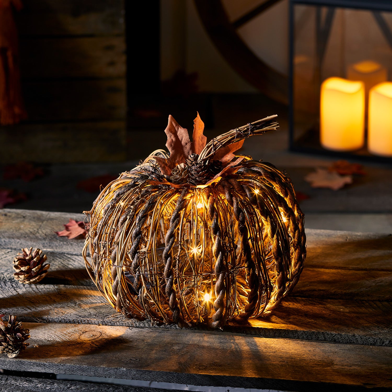 Rattan LED Pumpkin