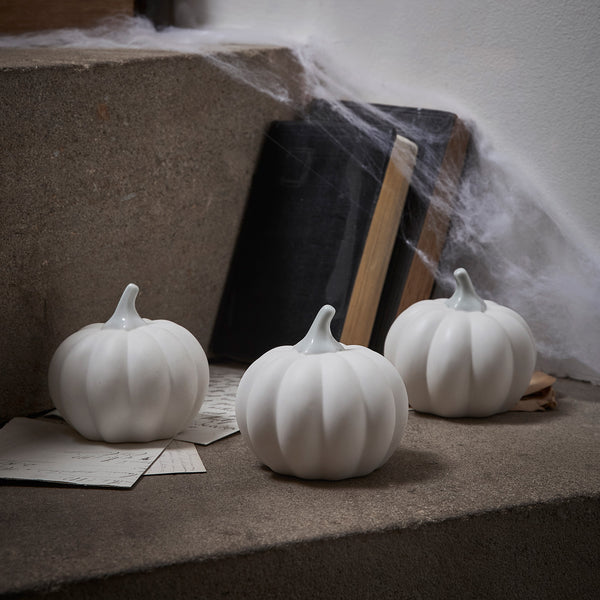 Mini Light Up Ceramic Pumpkin Trio | Lights4fun.co.uk