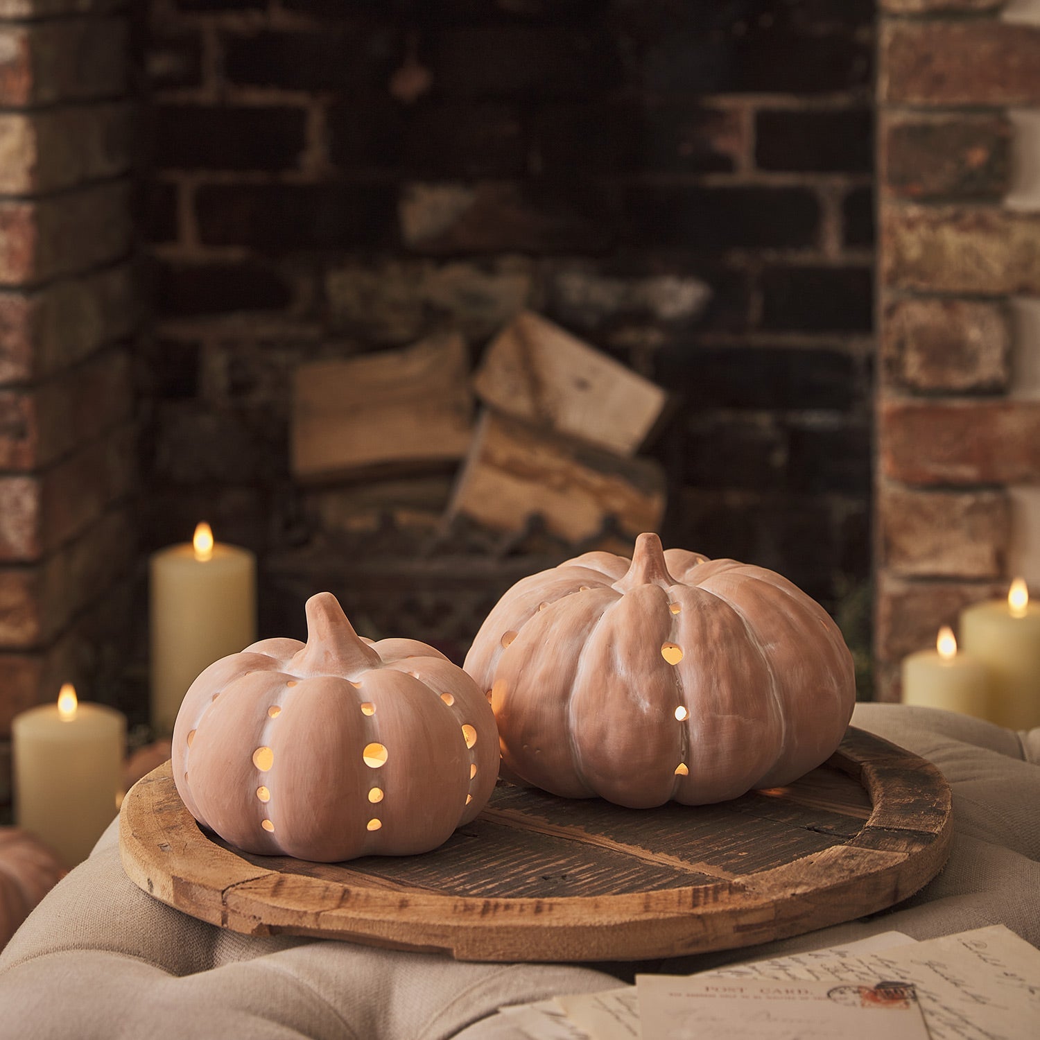 Terracotta Outdoor Light Up Pumpkin Decoration Duo – Lights4fun.co.uk
