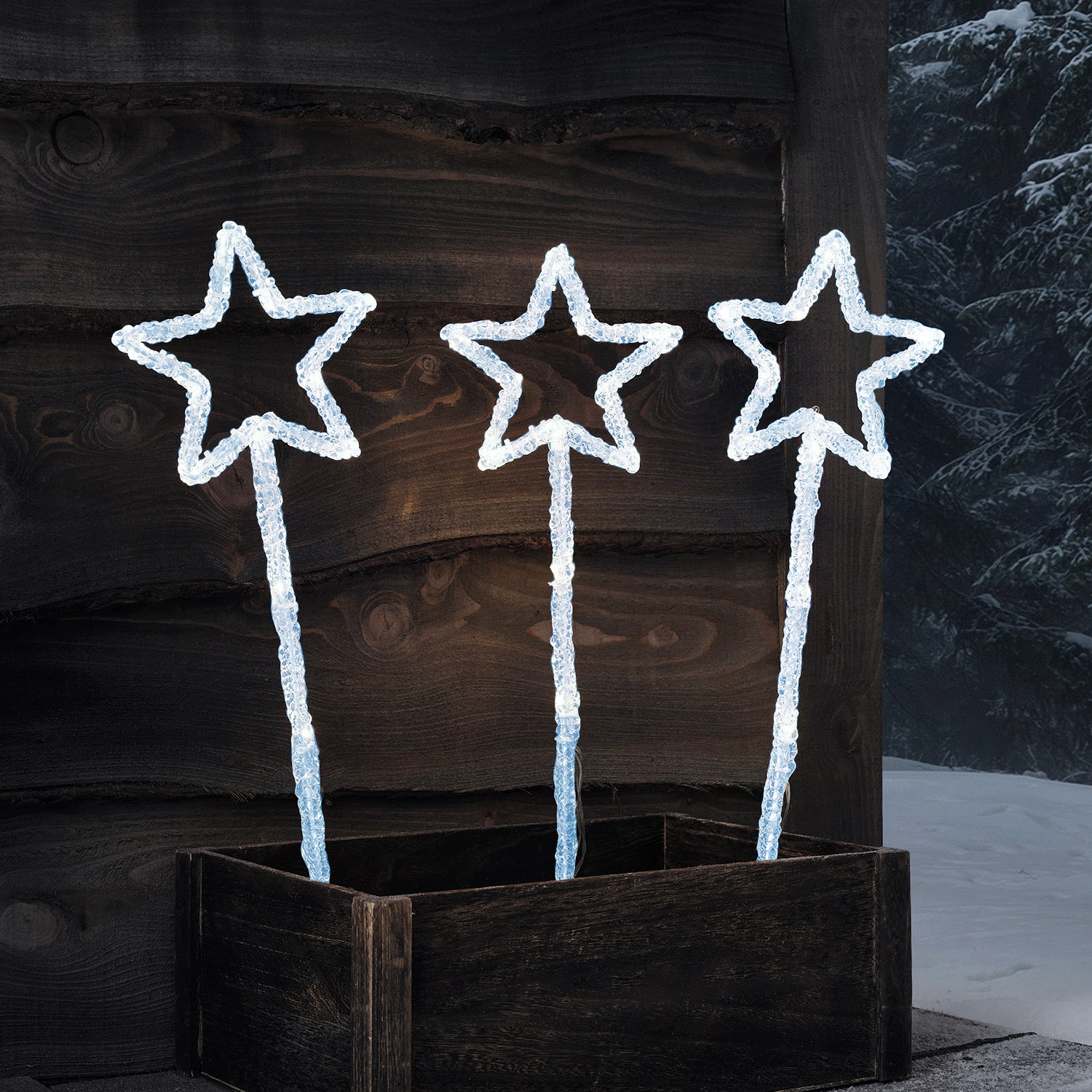 3 Acrylic Star LED Stake Lights UK