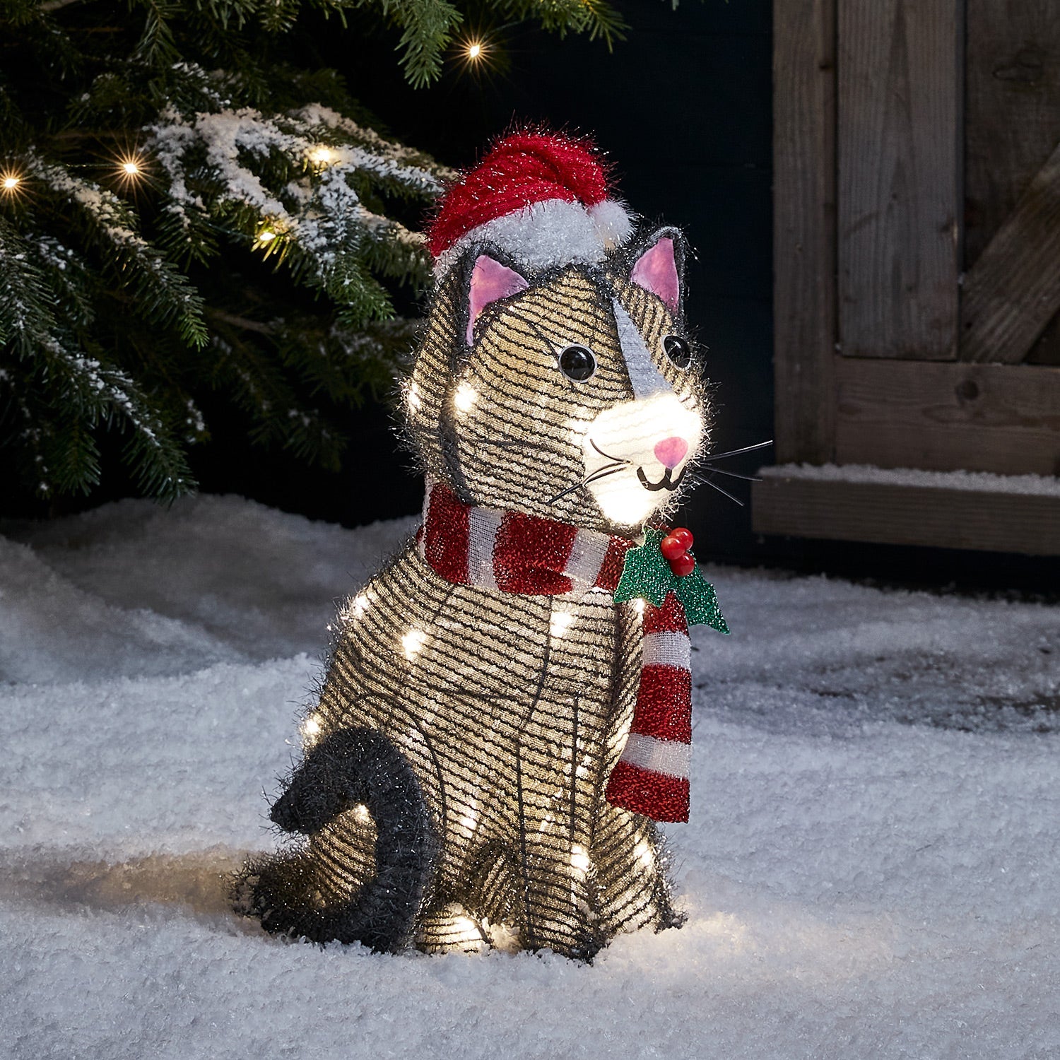 46cm Cat Outdoor Christmas Figure UK