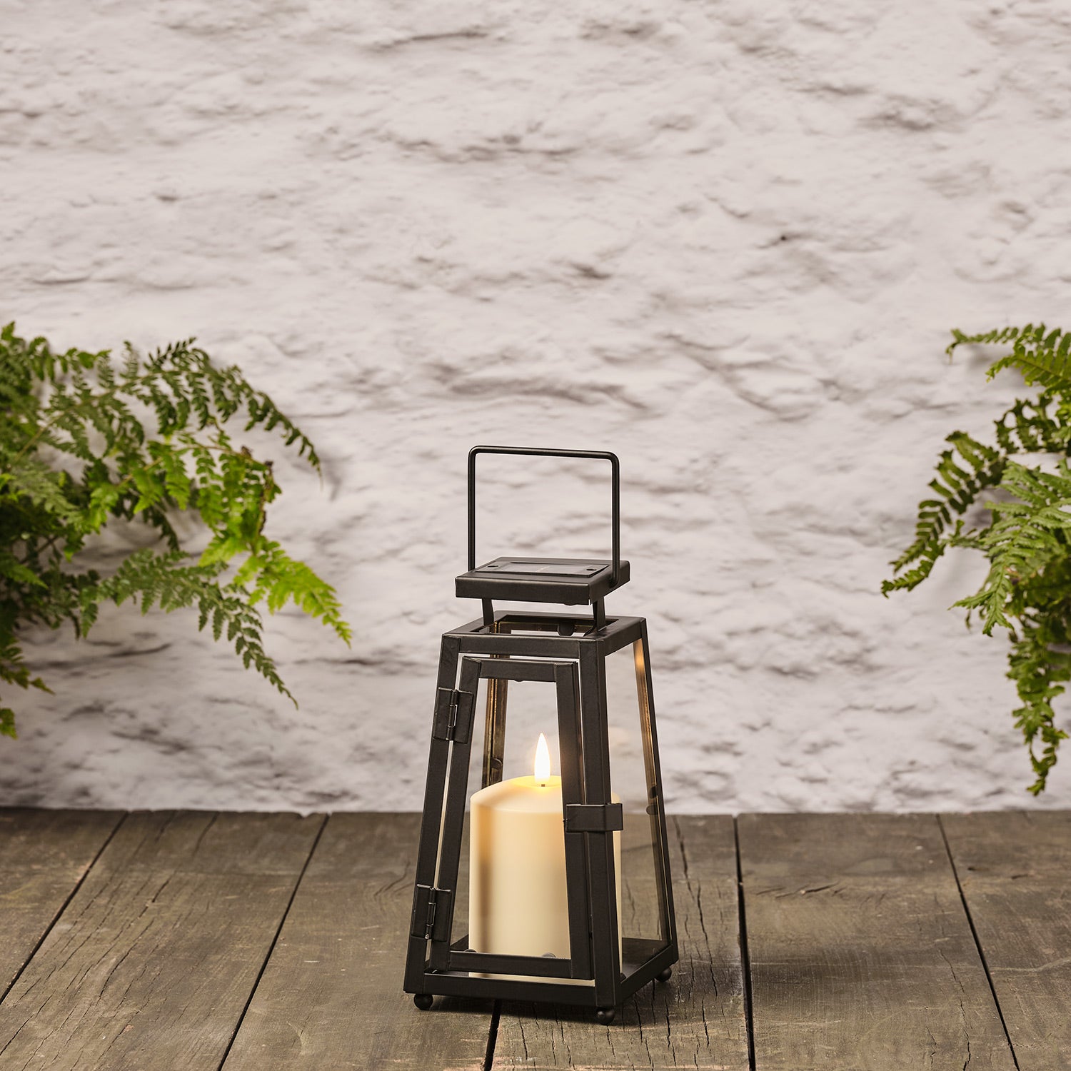 Small Porto Solar Metal Lantern with TruGlow® Candle