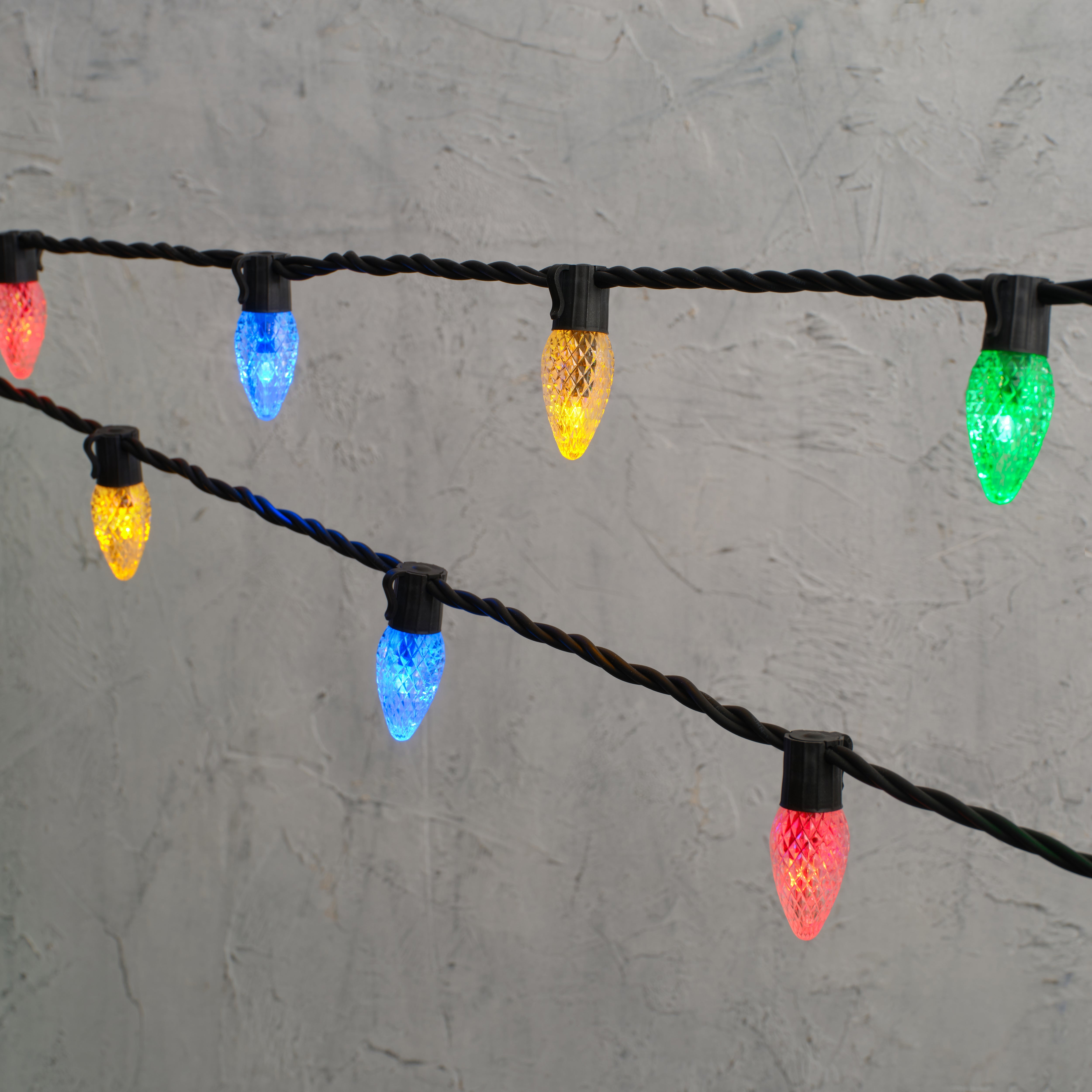 Plus Connect 60m 300 Multi Coloured Connectable C9 Fairy Lights Black