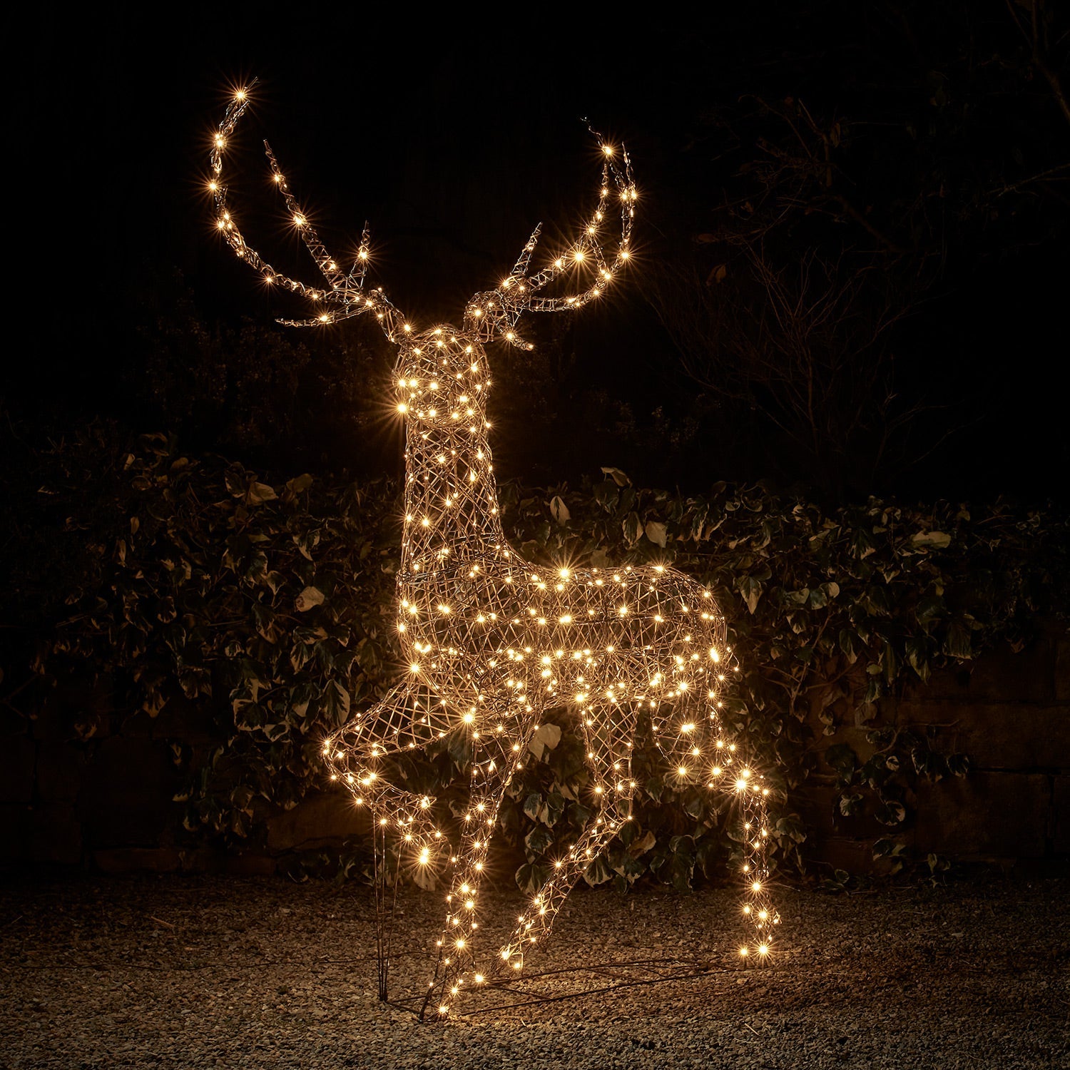 2m Studley Rattan Stag Dual Colour LED Light Up Reindeer UK