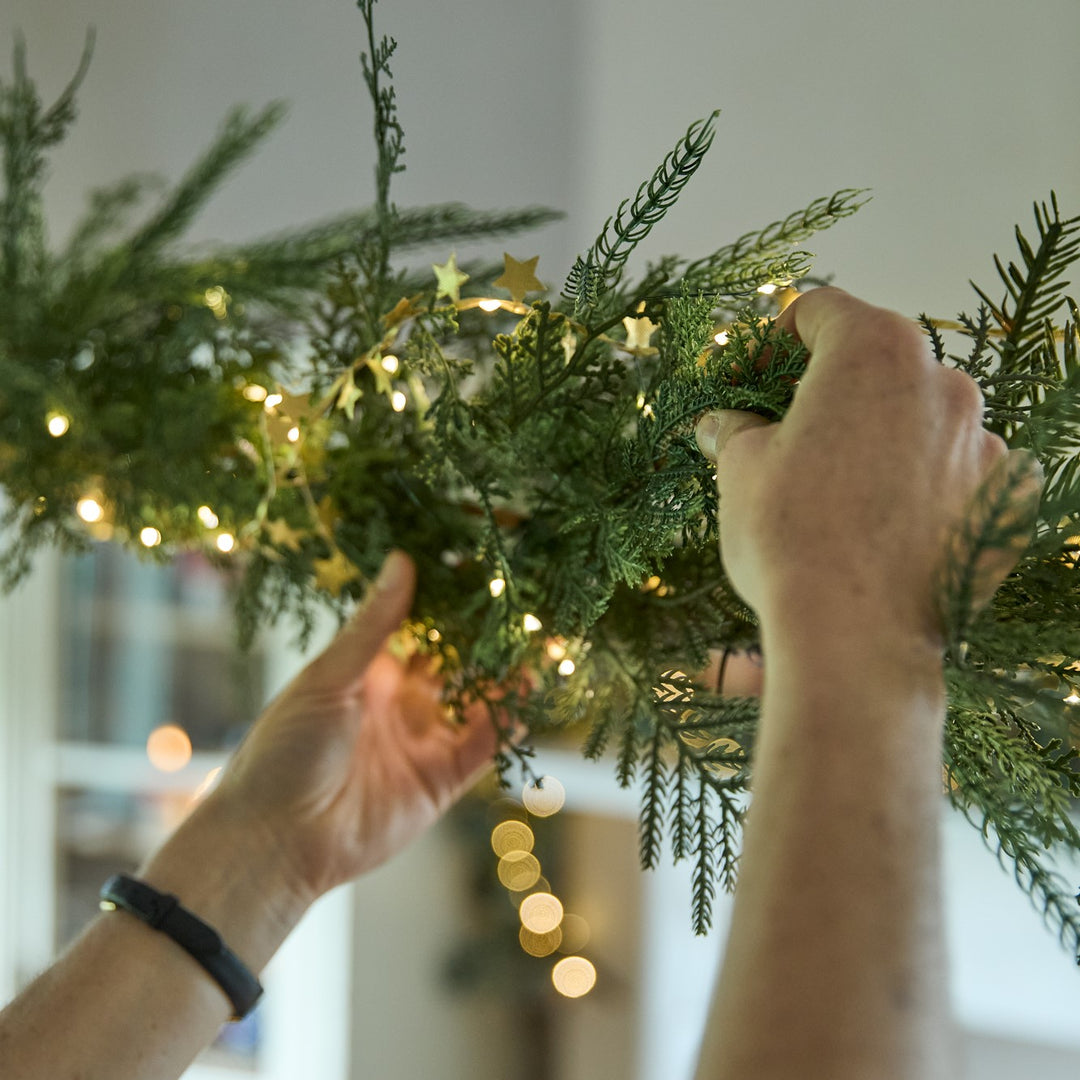 How to Style a DIY Hanging Branch with Lights