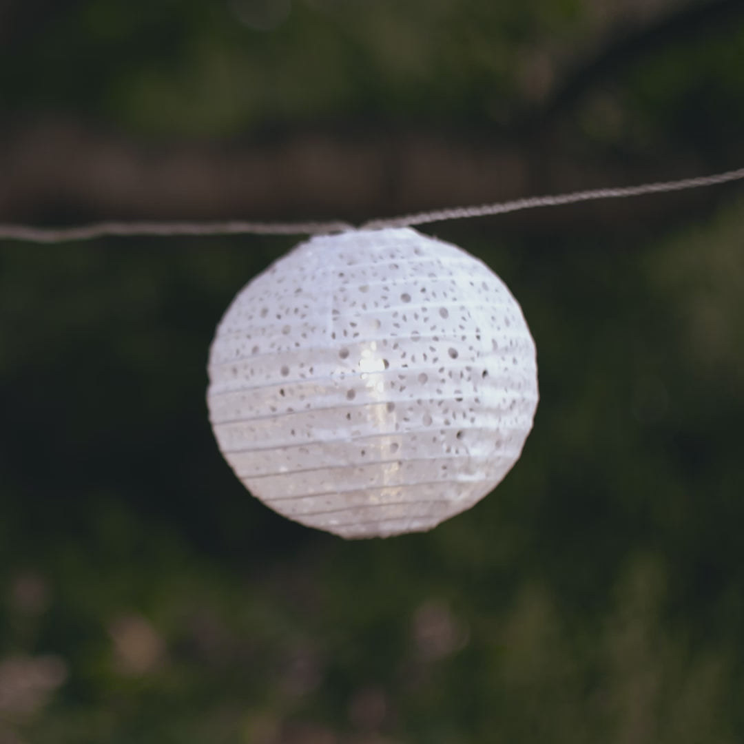 4m Connectable Weather-Resistant Cut Out Lantern (10) Plug in String L ...