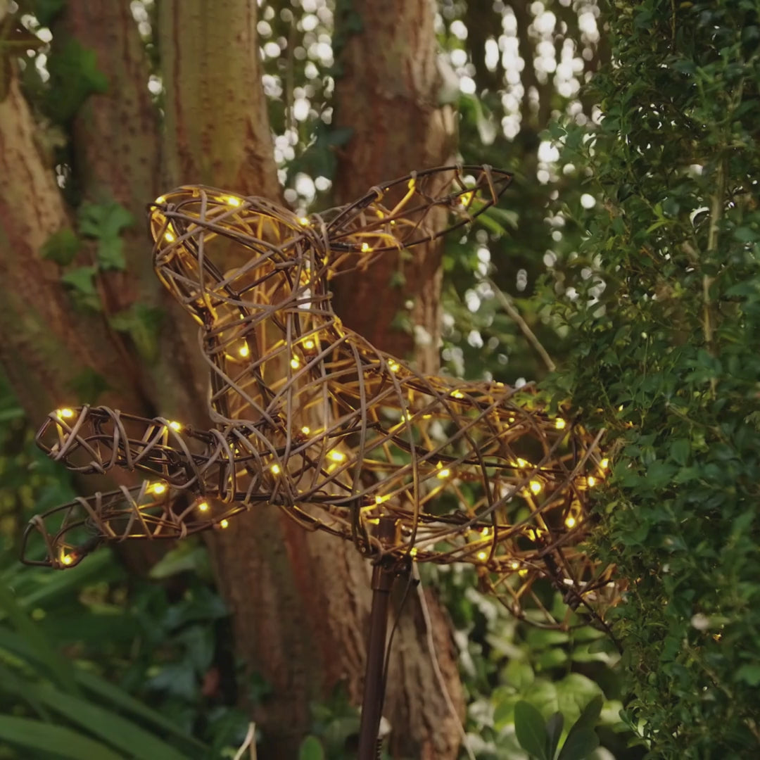 Rattan Light Up Leaping Bunny