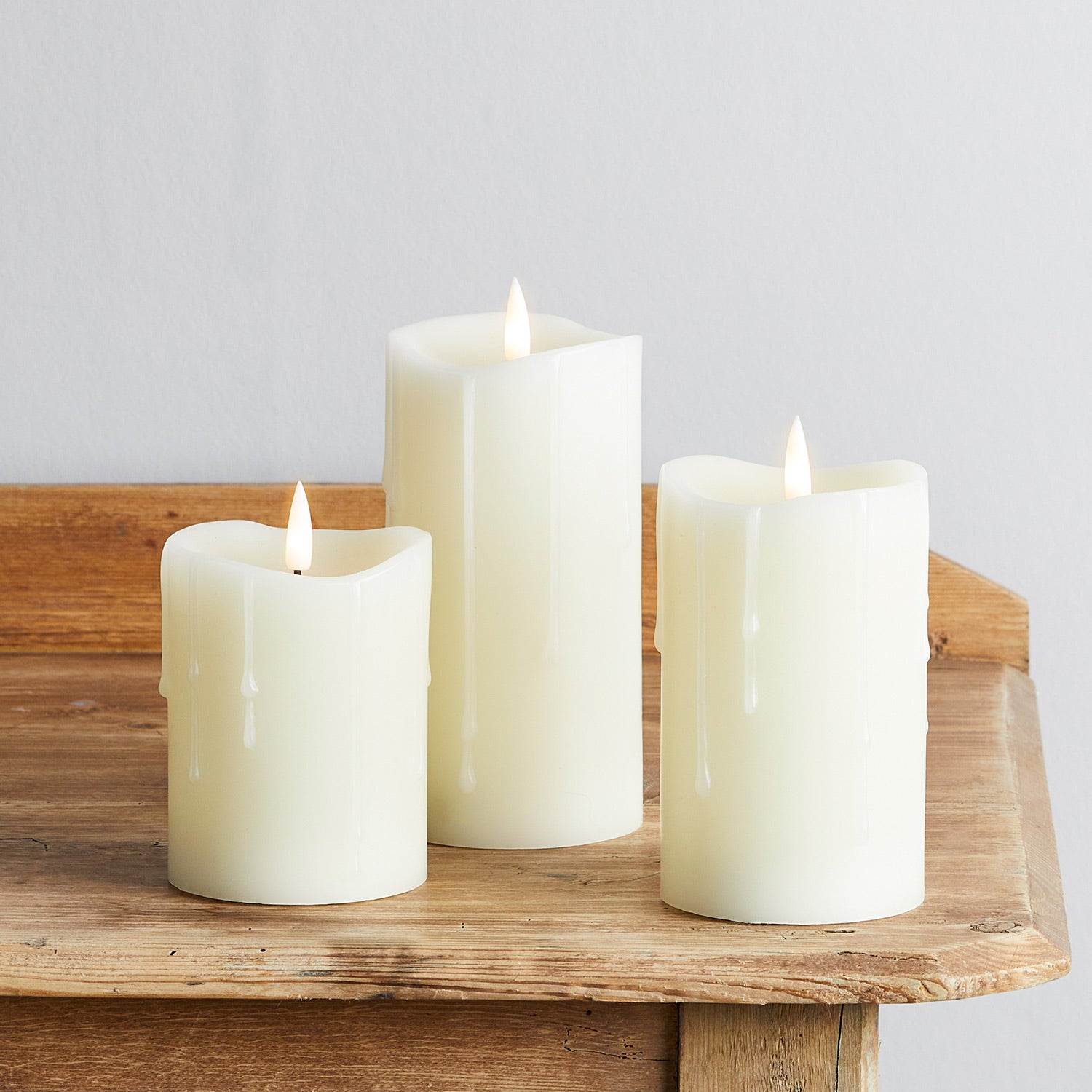 TruGlow® Dripping Wax LED Pillar Candle Trio