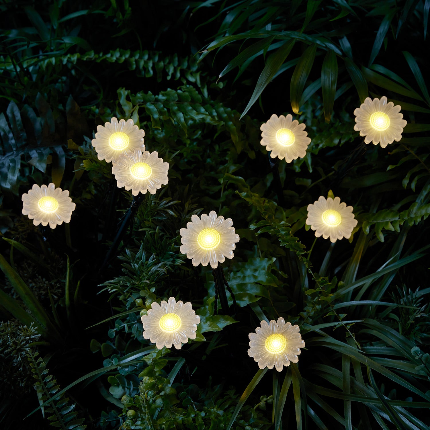 9 Daisy Flower Solar Stake Lights UK